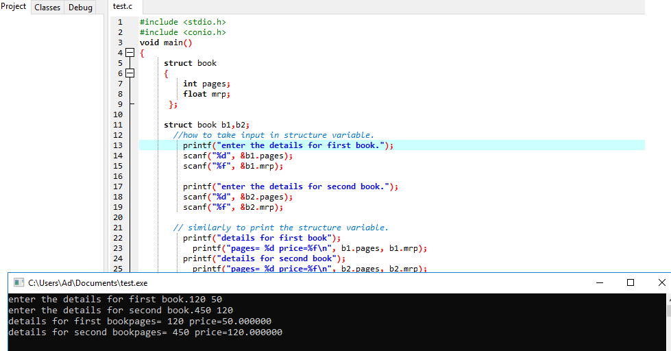 Structure Sample Program Sharp Tutorial